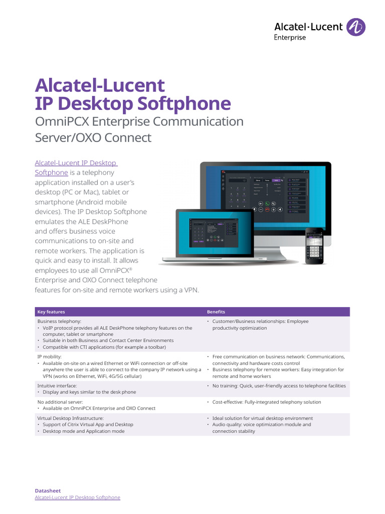 Ip Desktop Softphone Datasheet en | PDF | Desktop Computer | Personal ...
