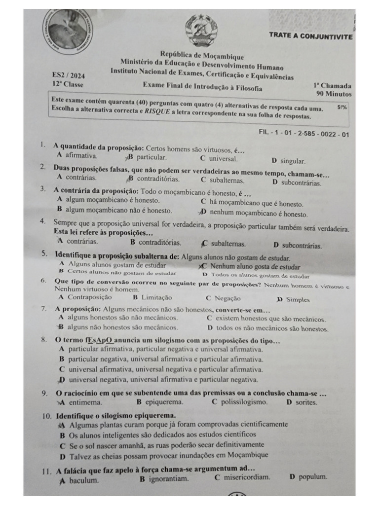 Exame de Filosofia 2024 | PDF