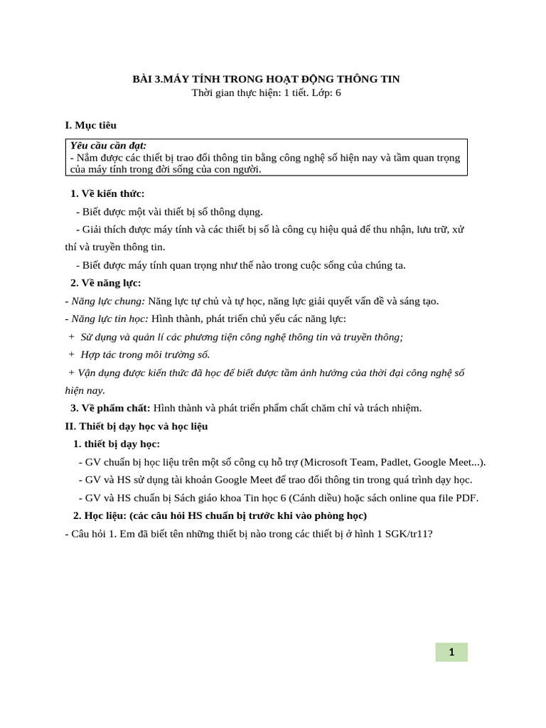 Bài 3 Máy Tính Trong Ho T Đ NG Thông Tin 3 | PDF