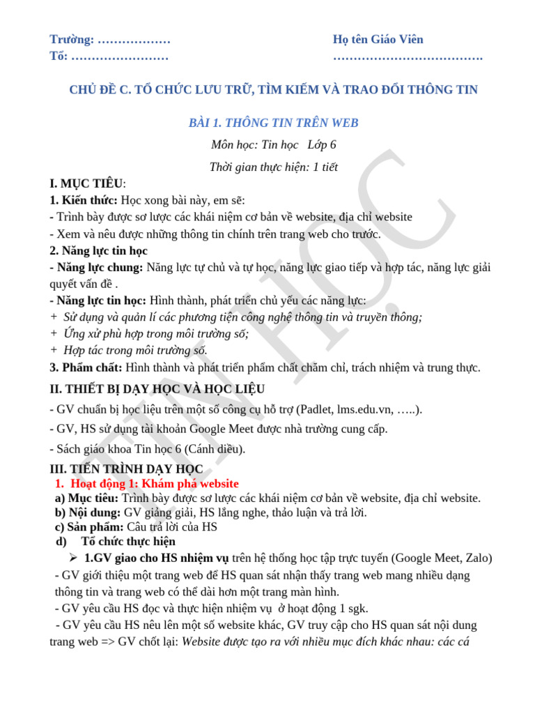 Bài 1 Thông Tin Trên Web 3 | PDF