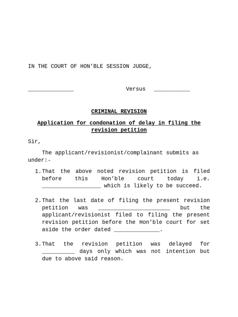 Application For Condonation Delay of Criminal Revision | PDF