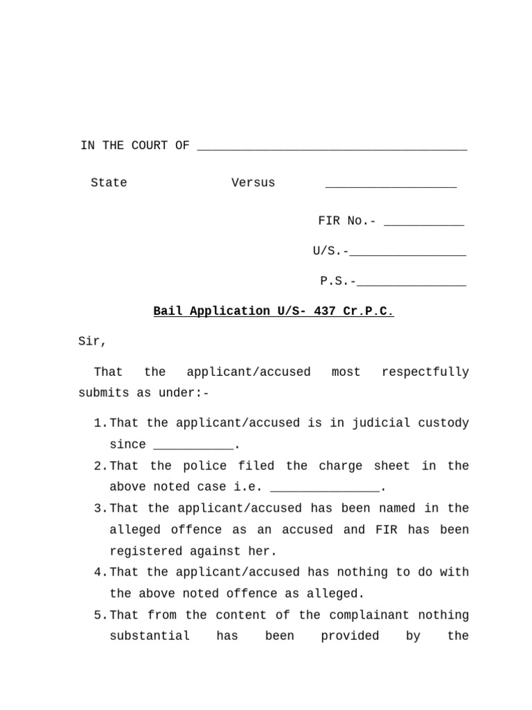 Bail Application 437 CRPC | PDF