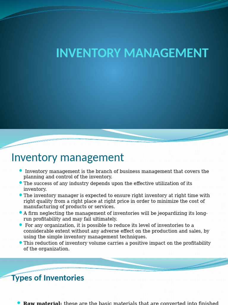 Inventory Management | PDF | Inventory | Profit (Economics)