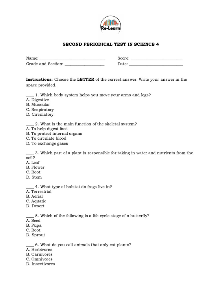 Science 4 Periodical Test Questions | PDF | Foods | Plants