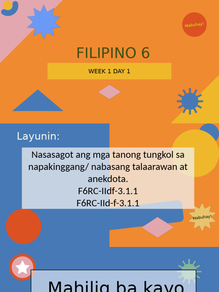 Filipino 6 Week 1 Day 1 | PDF