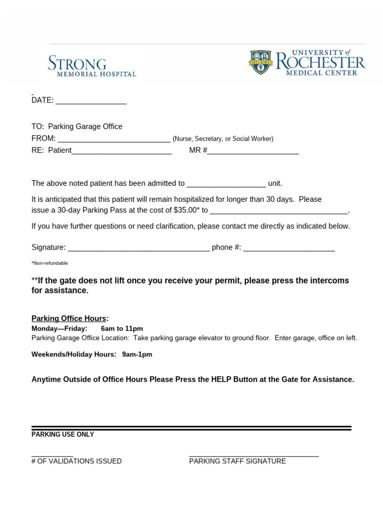 30 Day SW Letter For Parking Pass | PDF