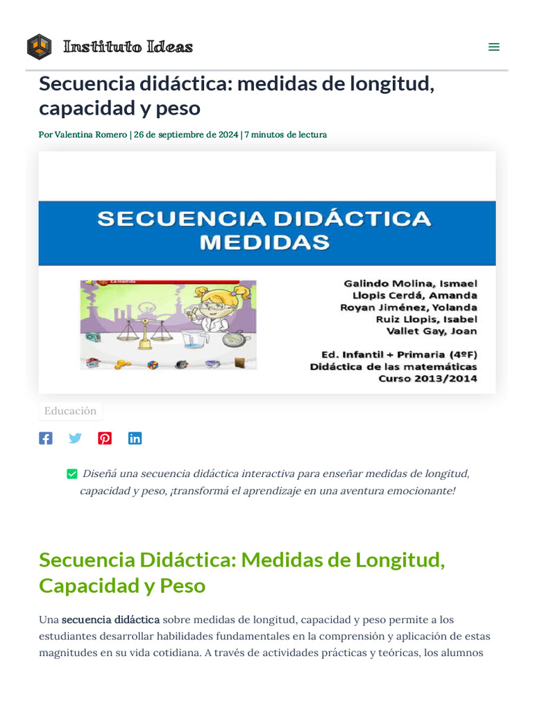 Secuencia Didáctica - Medidas de Longitud, Capacidad y Peso | PDF | Salón de clases | Longitud