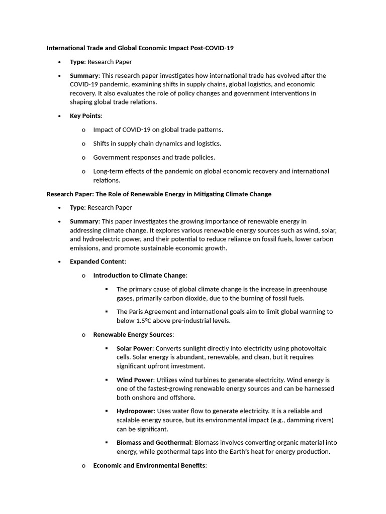 Post-COVID International Trade Trends | PDF | Renewable Energy ...