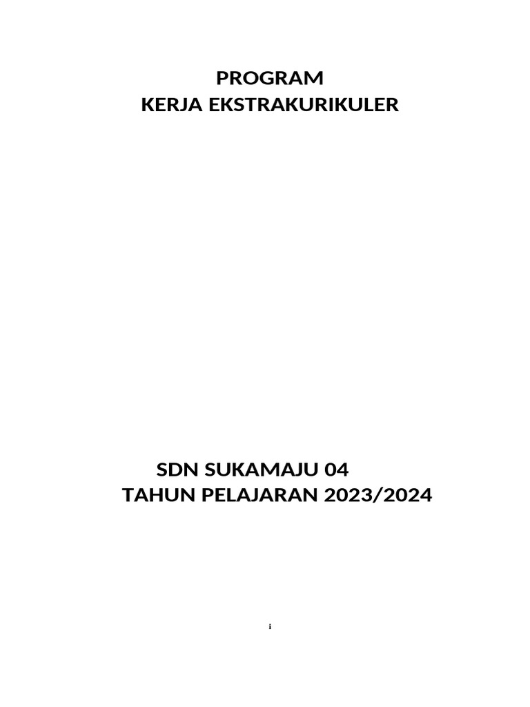 Program Kerja Ekstrakurikuler | PDF