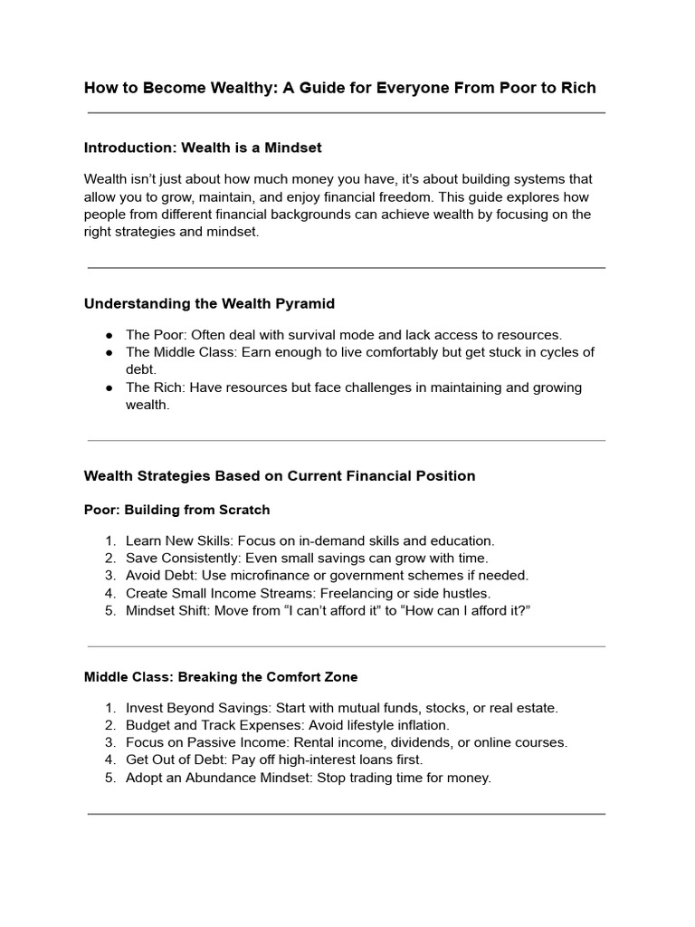 How to Become Wealthy_ a Guide for Everyone From Poor to Rich | PDF ...