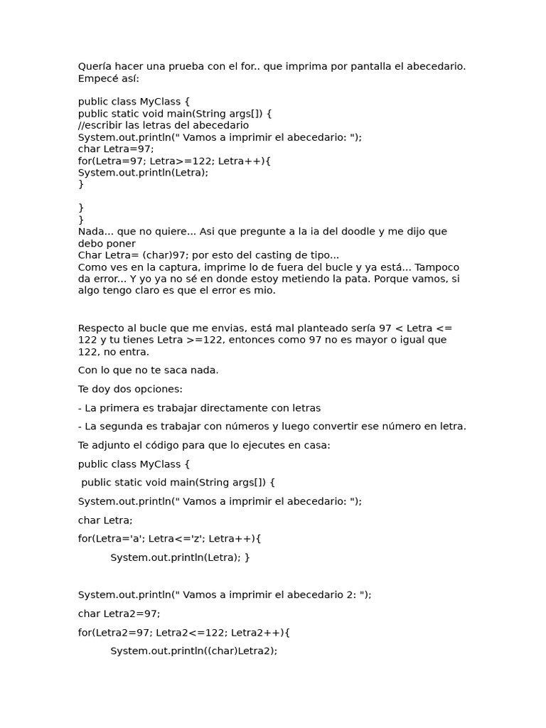 Errores comunes en bucles for Java | PDF
