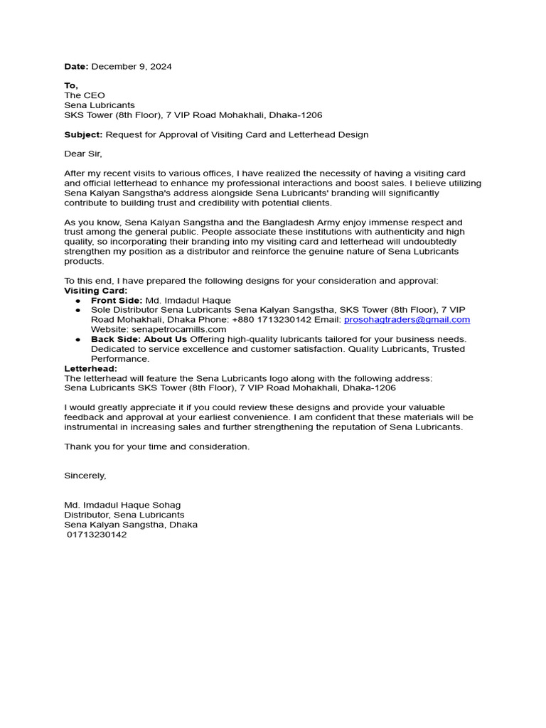 For Approval Pad & Visiting Card | PDF