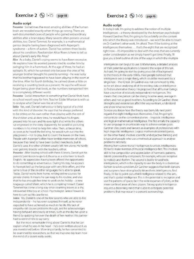 Insight Advanced Audio Transcripts Unit 4 | PDF