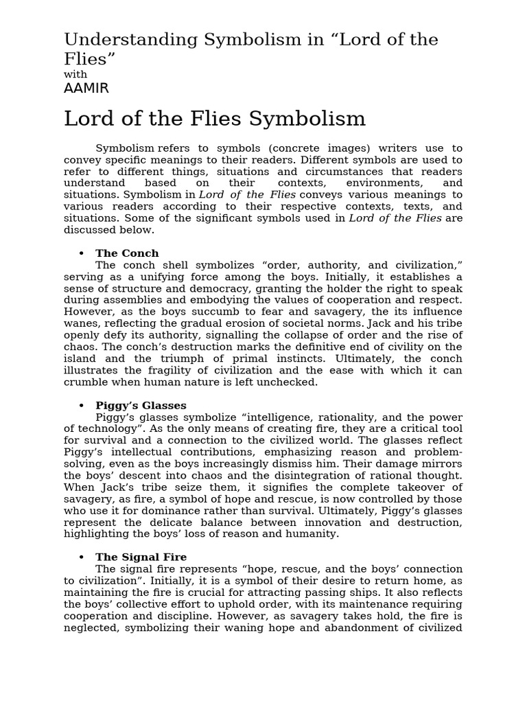 Lord of The Flies (Symbolism) | PDF