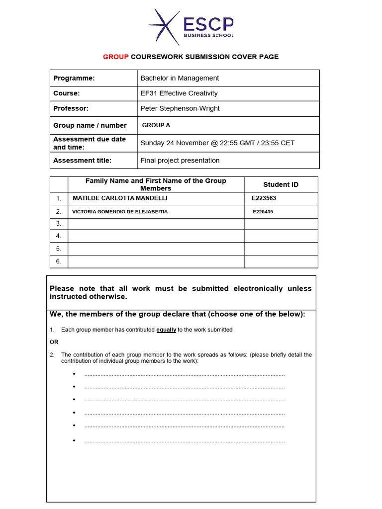 Group Coursework Submission Guidelines | PDF | Human Communication
