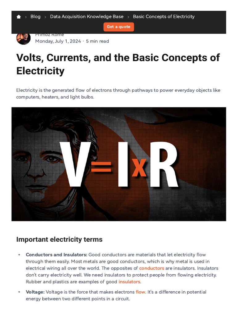 Volts, Currents, andtheBasicConceptsofElectricity 1731998344490 | PDF ...