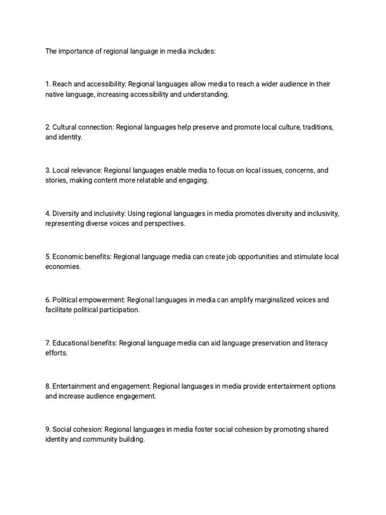 Importance of Regional Language Media | PDF