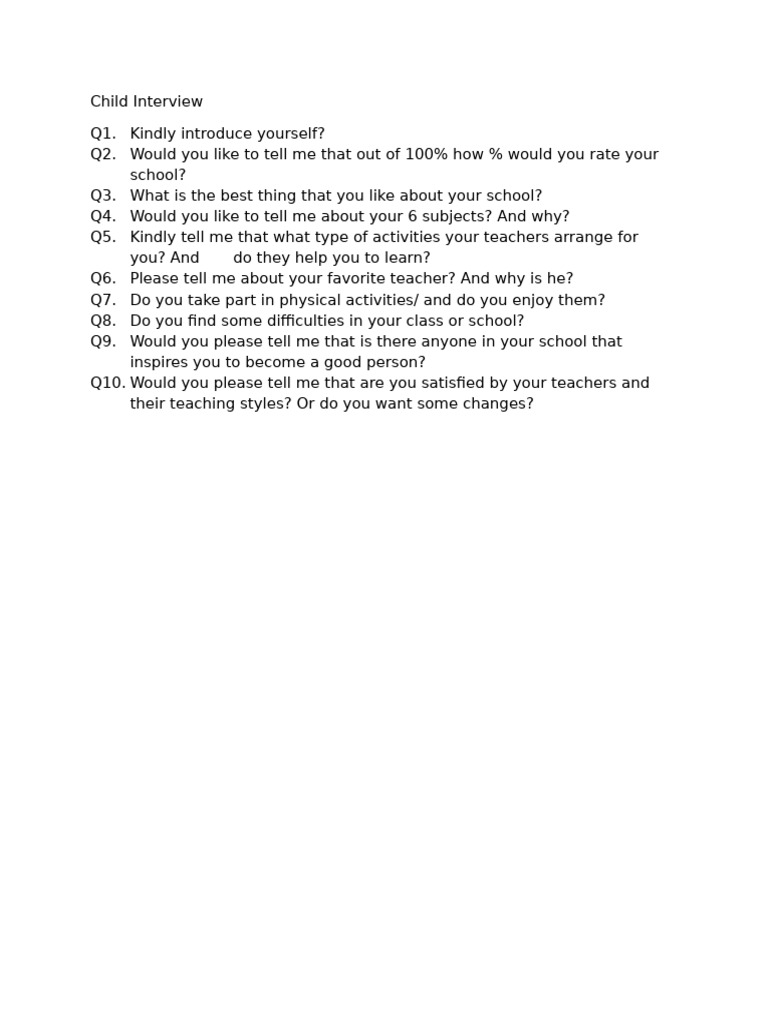 Child Interview | PDF