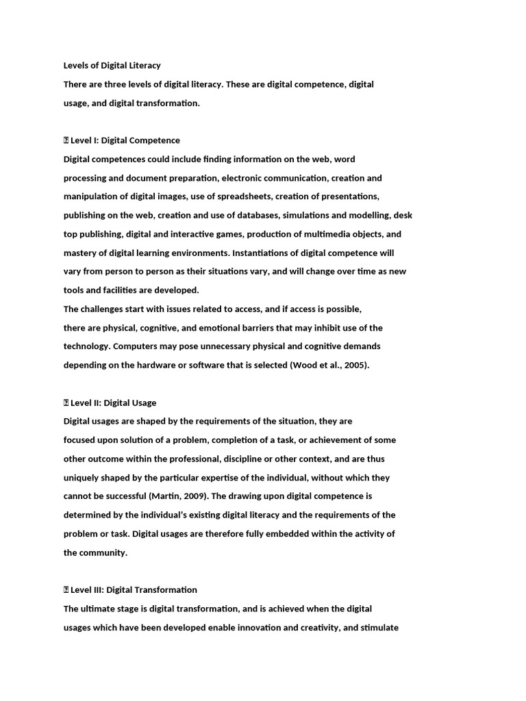 Understanding Digital Literacy Levels | PDF