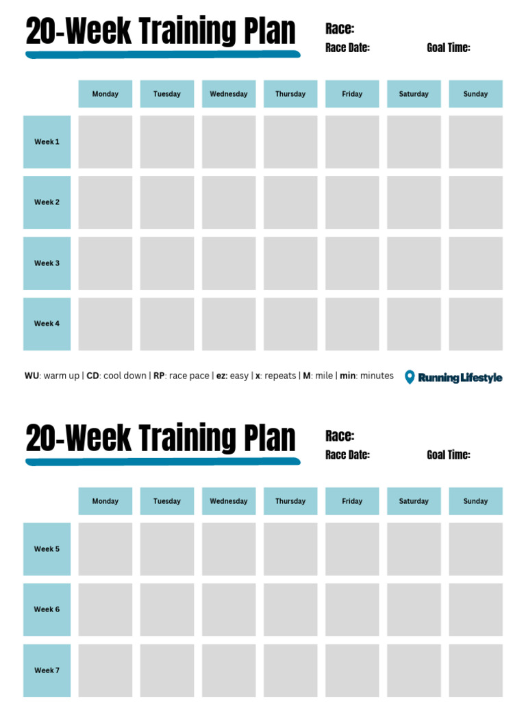 20-Week-Training-Plan-Template-Only | PDF