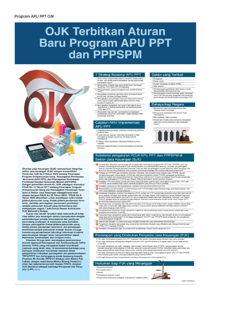 Program APU PPT OJK | PDF