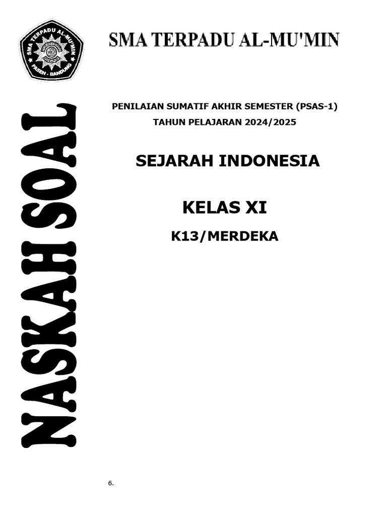 SOAL PSAS Sej Indo XI 2024 | PDF