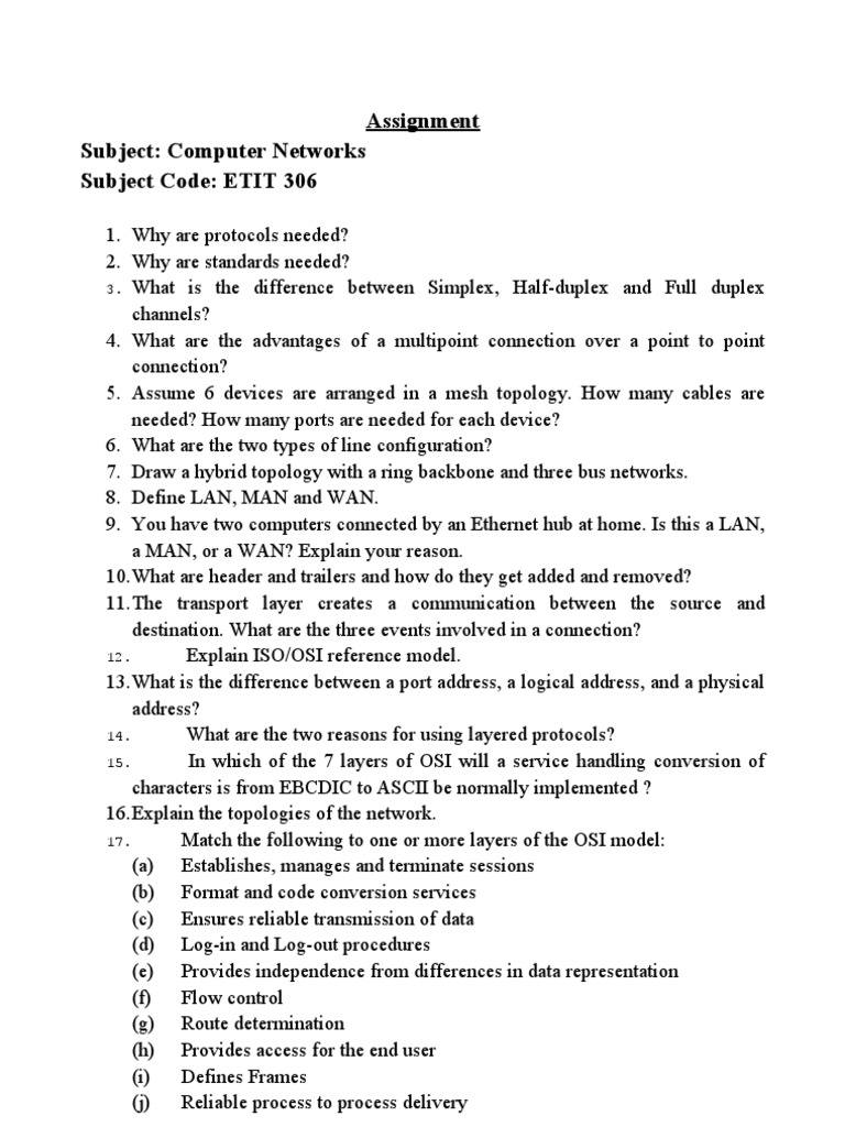 Assignment MSIT Copy Questions | PDF | Osi Model | Internet Protocols