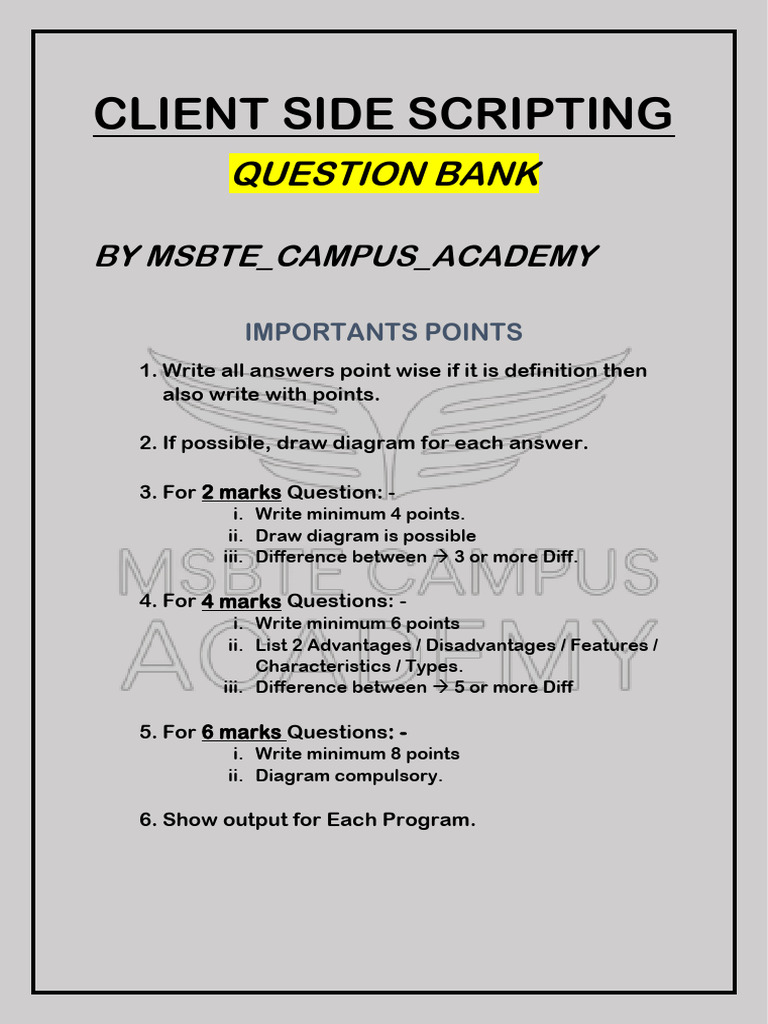 CSS QUESTION BANK BY MSBTE CAMPUS....... | PDF | Java Script | Computer Science