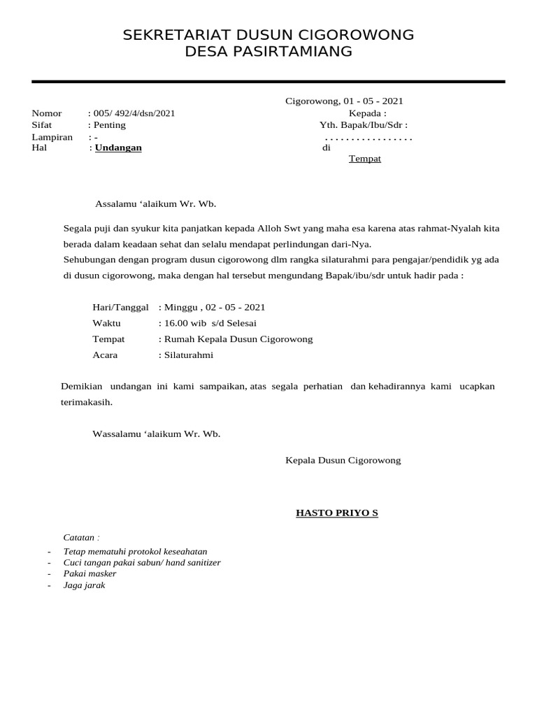 Undangan dusun cgr | PDF