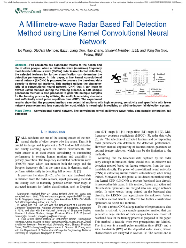 A Millimetre Wave Radar Based Fall Detection Pdf Radar Extremely High Frequency