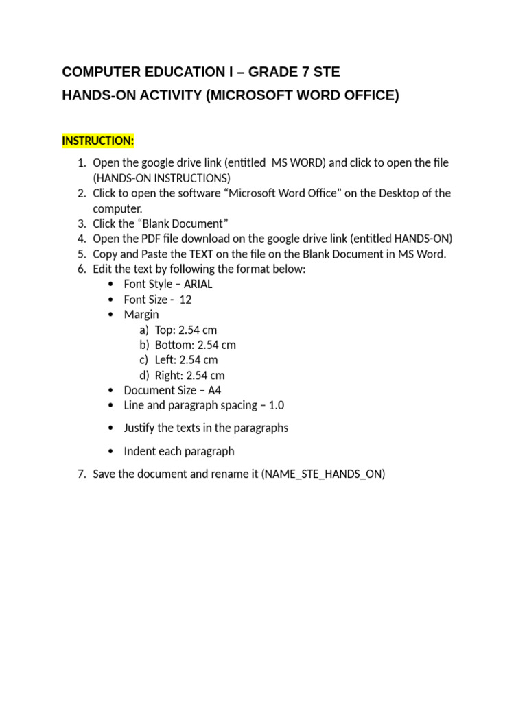 Hands On Instructions | PDF