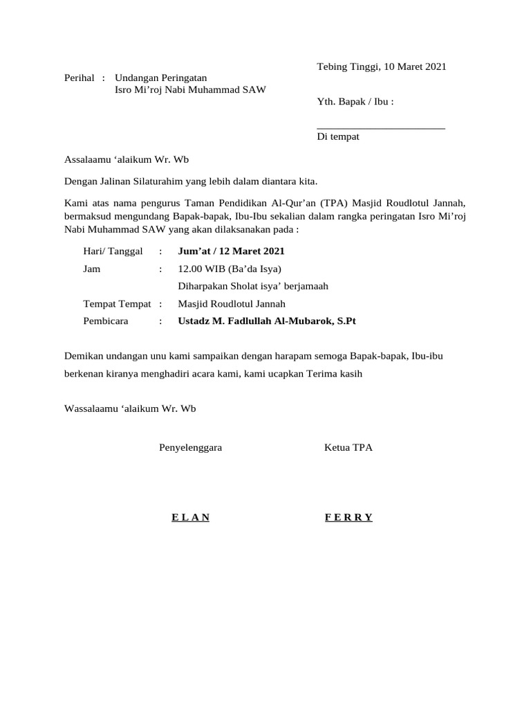 Undangan Isro Mi'Roj | PDF