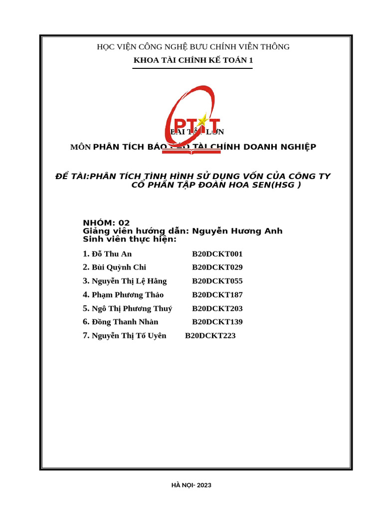 Final Phân Tích BCTC Nhóm 2 | PDF