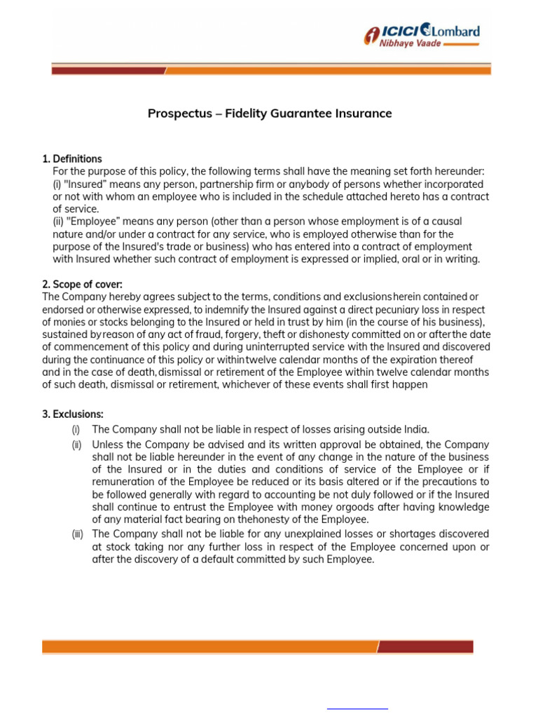 ICICI Lombard Fidelity Insurance Overview | PDF | Insurance | Deductible