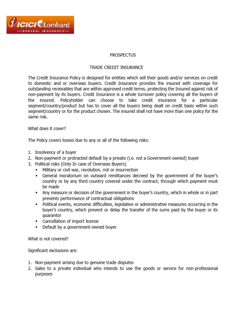 Prospectus Trade Credit | PDF | Insurance | Credit