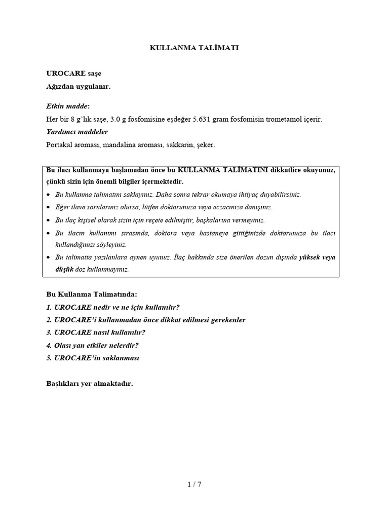 Etkin Madde: Kullanma Tal Mati | PDF