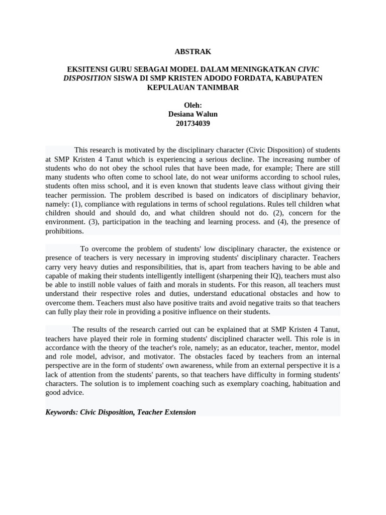 ABSTRAK INGGRIS | PDF | Teachers | Behavior Modification