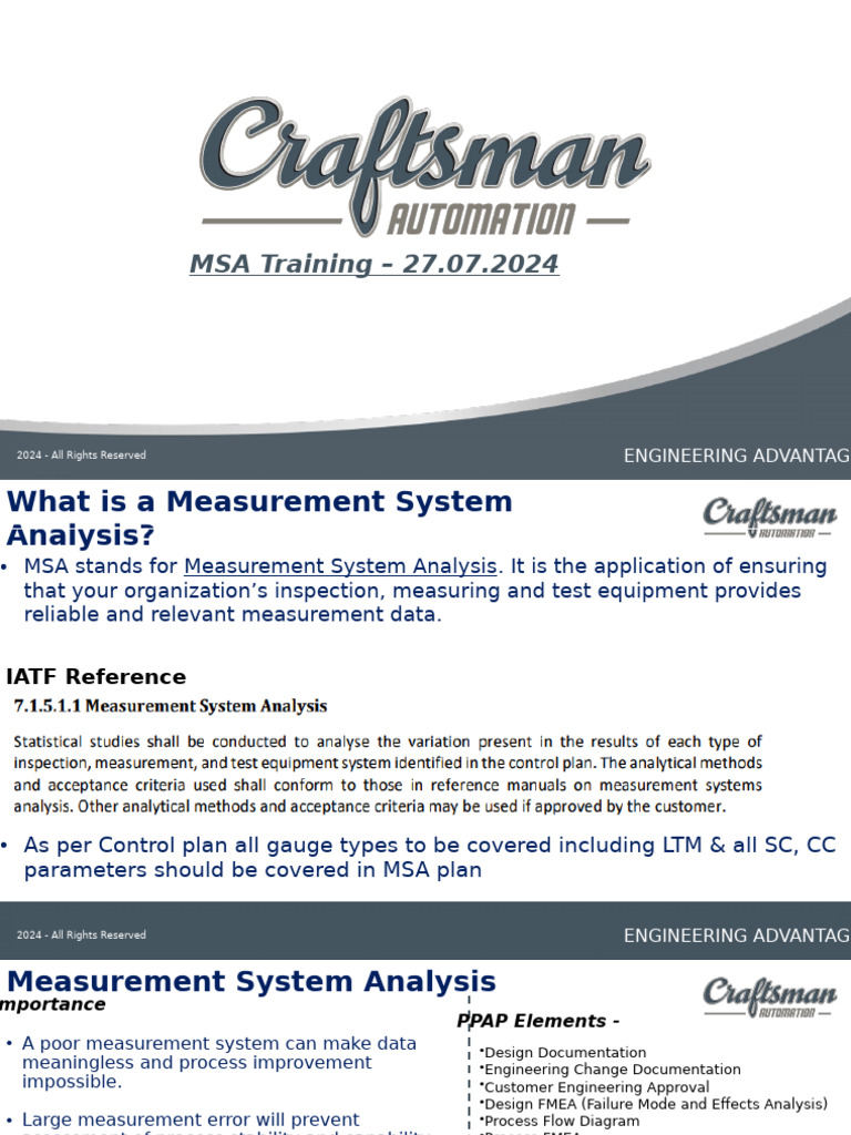 MSA Internal Training 26.07.24 | PDF | Accuracy And Precision | Calibration