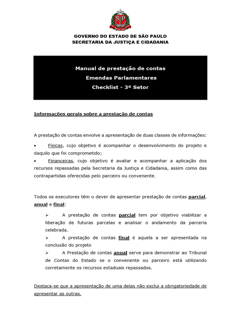 Manual de Prestação de Contas SJC SP | PDF | Contabilidade | Conta de ...