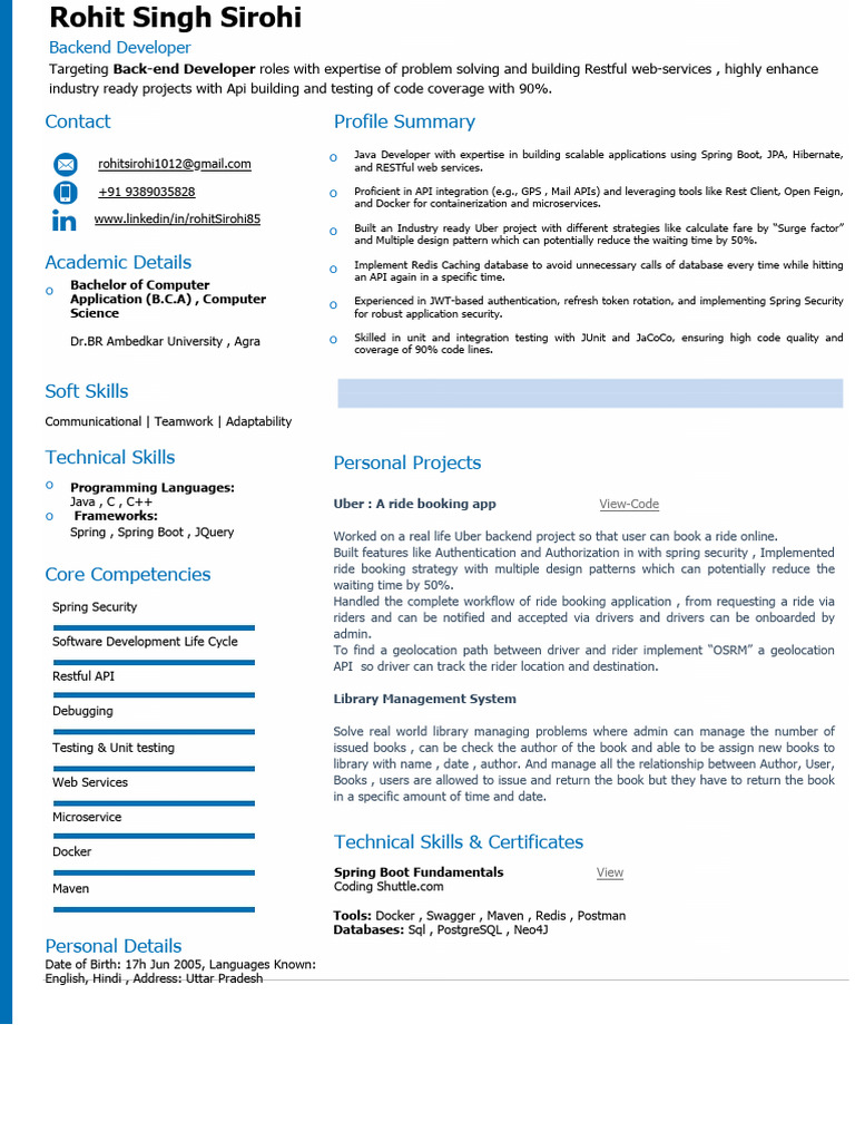 My resume 2 (2)-1 | PDF | Databases | Web Service