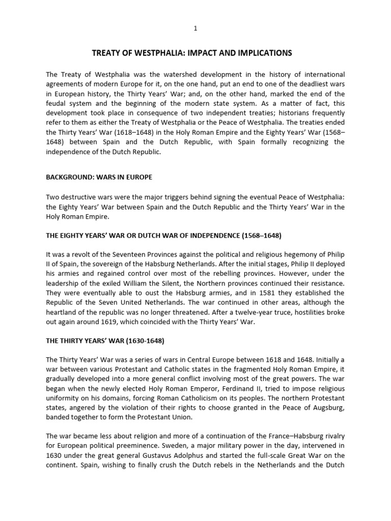 Treaty of Westphalia: Impact & Legacy | PDF | Sovereignty ...