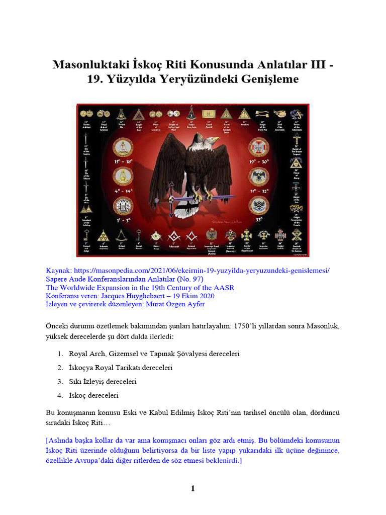 Masonluktaki Iskoc Riti Konusunda Anlati | PDF