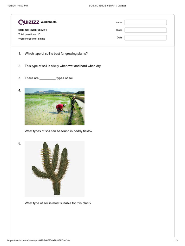 Soil Science Quiz for Beginners | PDF