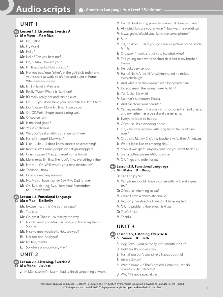 Workbook Audioscripts | PDF | Cuisine