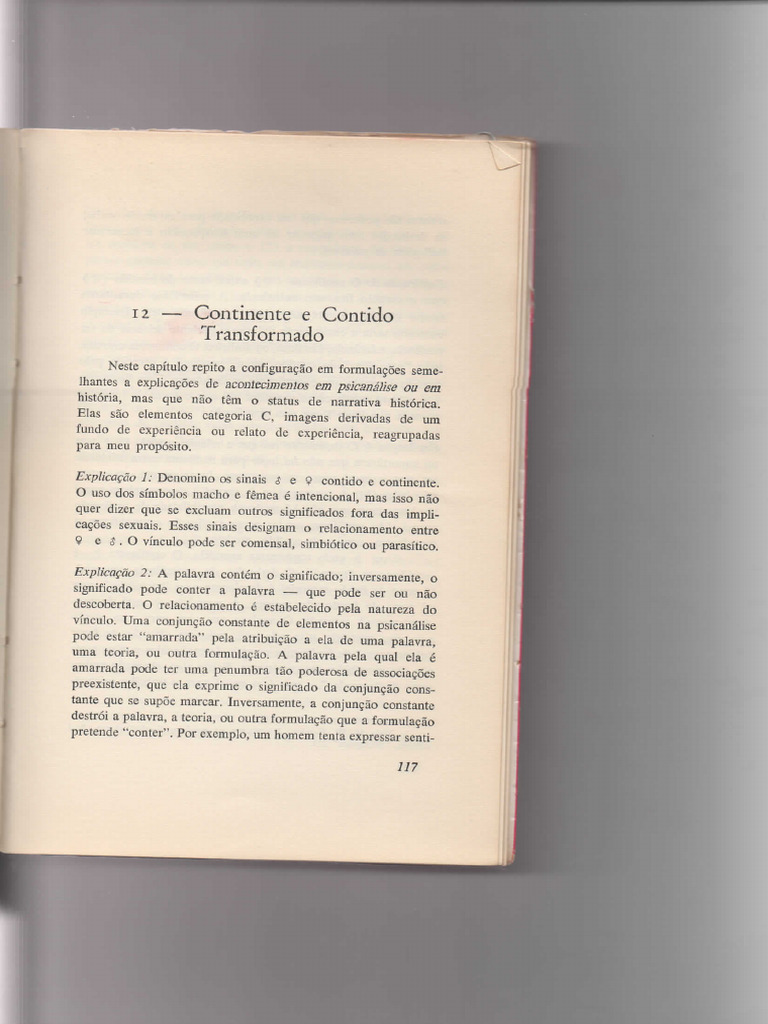 BION W. Continente e Contido Transformado. In. Atencao e Interpretacao ...