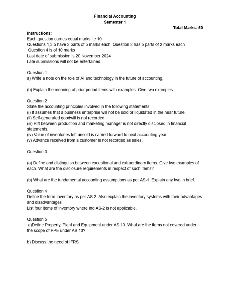 Financial Accounting Assignment 1 | PDF