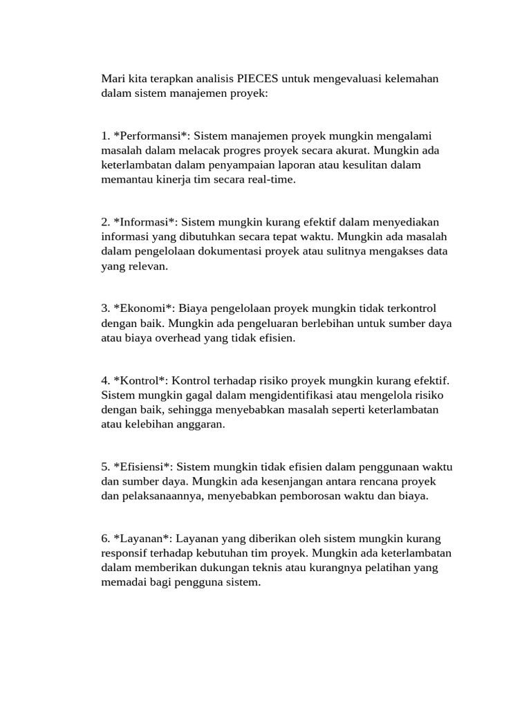 terapkan analisis PIECES | PDF