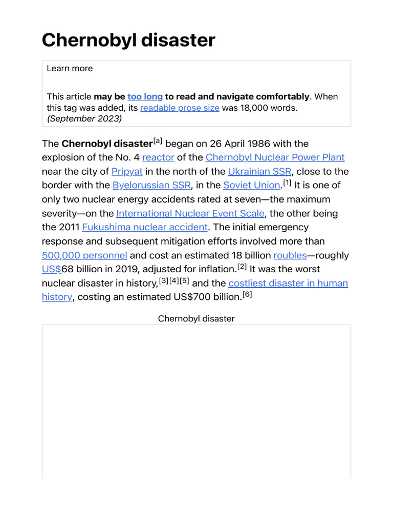 Chernobyl Disaster - Wikipedia | PDF | Chernobyl Disaster | Nuclear Reactor