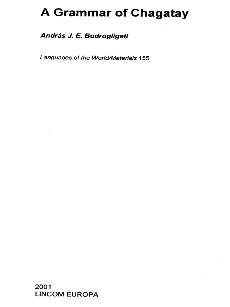 Chagatay, A Grammar of (Bodrogligeti) | PDF