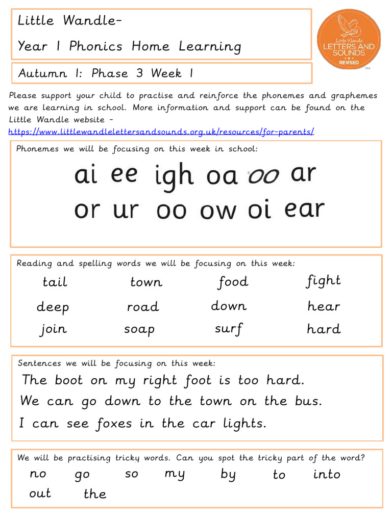 Year 1 Phonics Home Learning Guide | PDF | Phonics | Spelling